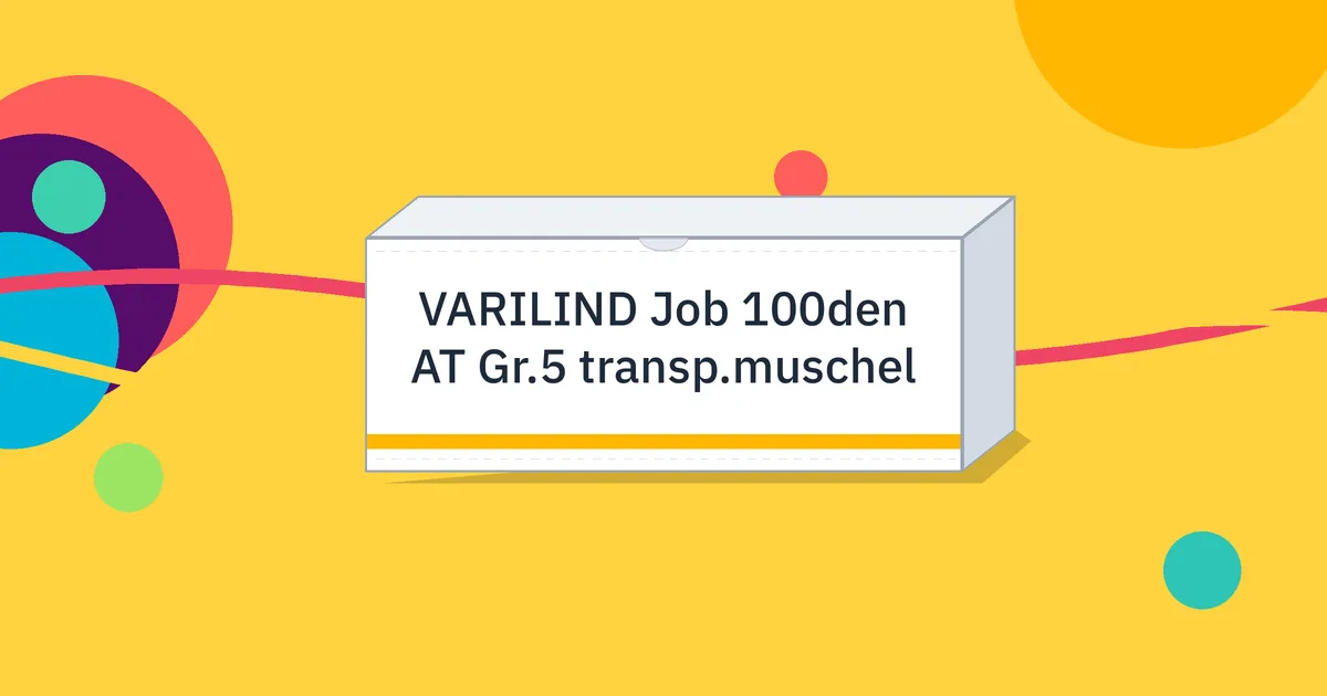Symbolbild: Packung mit der Aufschrift VARILIND Job 100den AT Gr.5 transp.muschel (PZN 06315006) – Verfügbarkeit und Bezug in Apotheken in Frankfurt am Main