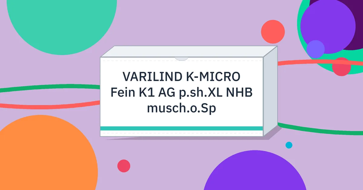Symbolbild: Packung mit der Aufschrift VARILIND K-MICRO Fein K1 AG p.sh.XL NHB musch.o.Sp (PZN 20555680) – Verfügbarkeit und Bezug in Apotheken in Frankfurt am Main