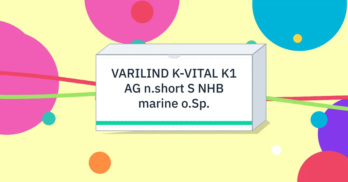 Symbolbild: Packung mit der Aufschrift VARILIND K-VITAL K1 AG n.short S NHB marine o.Sp. (PZN 20563225) – Verfügbarkeit und Bezug in Apotheken in Frankfurt am Main