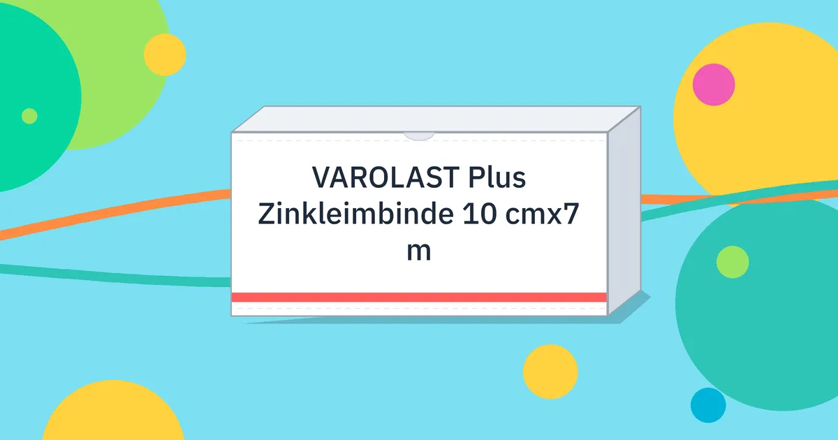 Symbolbild: Packung mit der Aufschrift VAROLAST Plus Zinkleimbinde 10 cmx7 m (PZN 19212176) – Verfügbarkeit und Bezug in Apotheken in Frankfurt am Main