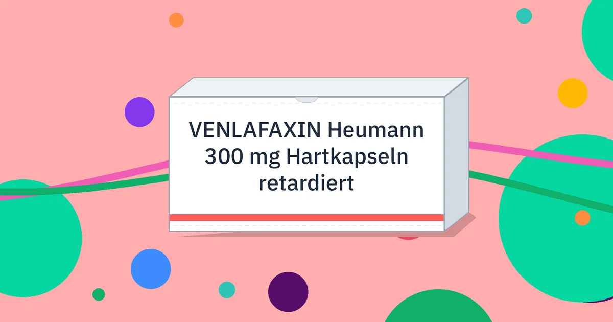 Symbolbild: Packung mit der Aufschrift VENLAFAXIN Heumann 300 mg Hartkapseln retardiert (PZN 18456143) – Verfügbarkeit und Bezug in Apotheken in Frankfurt am Main