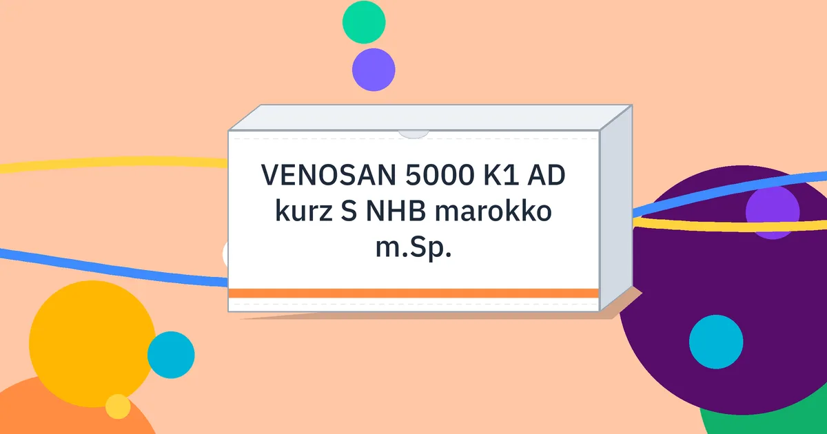 Symbolbild: Packung mit der Aufschrift VENOSAN 5000 K1 AD kurz S NHB marokko m.Sp. (PZN 14431175) – Verfügbarkeit und Bezug in Apotheken in Frankfurt am Main