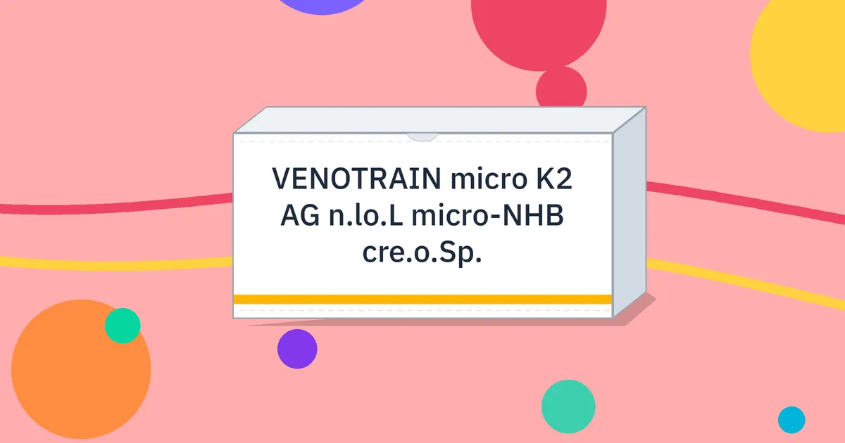 Symbolbild: Packung mit der Aufschrift VENOTRAIN micro K2 AG n.lo.L micro-NHB cre.o.Sp. (PZN 16065131) – Verfügbarkeit und Bezug in Apotheken in Frankfurt am Main