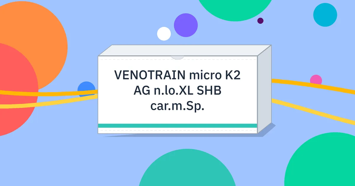 Symbolbild: Packung mit der Aufschrift VENOTRAIN micro K2 AG n.lo.XL SHB car.m.Sp. (PZN 00416692) – Verfügbarkeit und Bezug in Apotheken in Frankfurt am Main