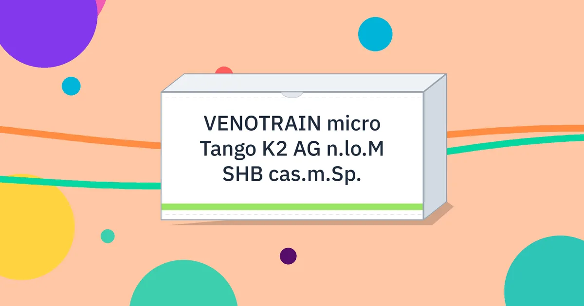 Symbolbild: Packung mit der Aufschrift VENOTRAIN micro Tango K2 AG n.lo.M SHB cas.m.Sp. (PZN 20764544) – Verfügbarkeit und Bezug in Apotheken in Frankfurt am Main