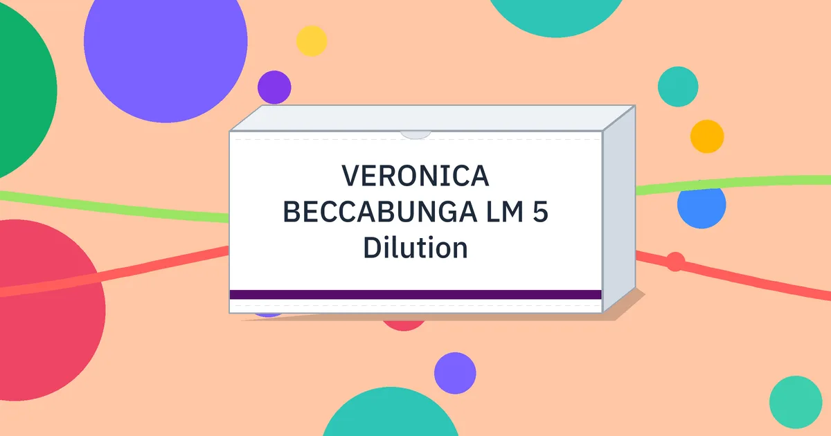 Symbolbild: Packung mit der Aufschrift VERONICA BECCABUNGA LM 5 Dilution (PZN 13268773) – Verfügbarkeit und Bezug in Apotheken in Frankfurt am Main