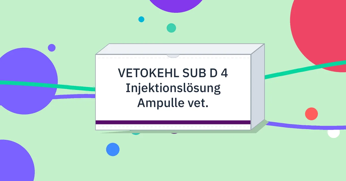 Symbolbild: Packung mit der Aufschrift VETOKEHL SUB D 4 Injektionslösung Ampulle vet. (PZN 08670958) – Verfügbarkeit und Bezug in Apotheken in Frankfurt am Main