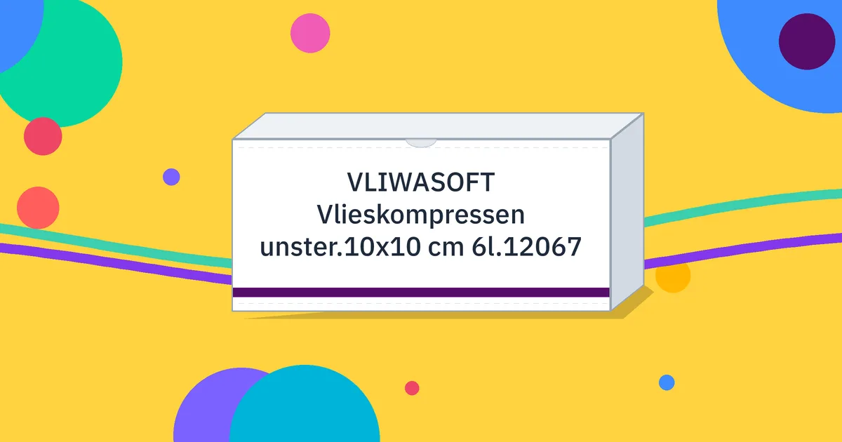 Symbolbild: Packung mit der Aufschrift VLIWASOFT Vlieskompressen unster.10x10 cm 6l.12067 (PZN 02427814) – Verfügbarkeit und Bezug in Apotheken in Frankfurt am Main