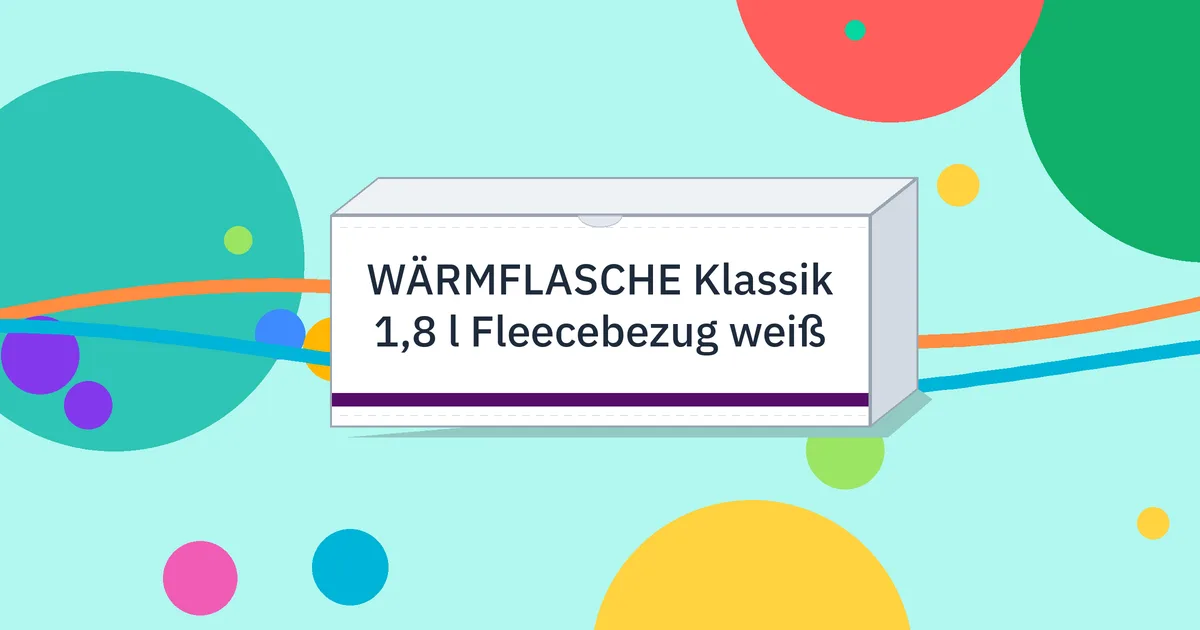 Symbolbild: Packung mit der Aufschrift WÄRMFLASCHE Klassik 1,8 l Fleecebezug weiß (PZN 09889133) – Verfügbarkeit und Bezug in Apotheken in Frankfurt am Main