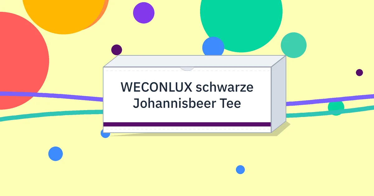 Symbolbild: Packung mit der Aufschrift WECONLUX schwarze Johannisbeer Tee (PZN 12726920) – Verfügbarkeit und Bezug in Apotheken in Frankfurt am Main