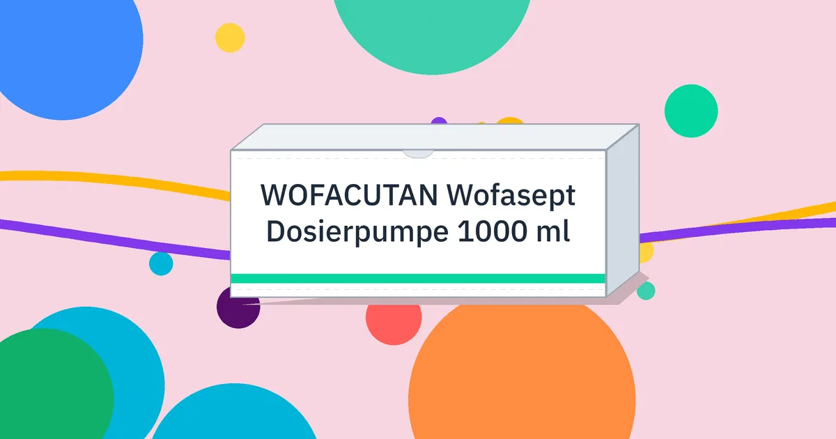 Symbolbild: Packung mit der Aufschrift WOFACUTAN Wofasept Dosierpumpe 1000 ml (PZN 14268611) – Verfügbarkeit und Bezug in Apotheken in Frankfurt am Main