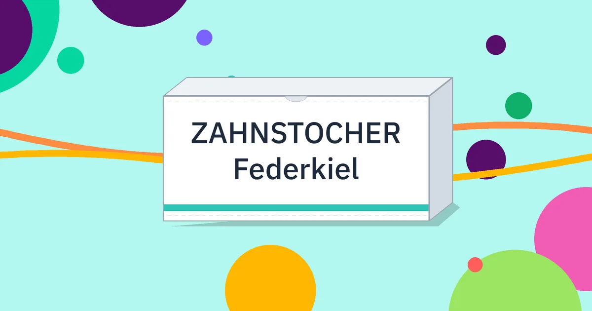 Symbolbild: Packung mit der Aufschrift ZAHNSTOCHER Federkiel (PZN 01742643) – Verfügbarkeit und Bezug in Apotheken in Frankfurt am Main
