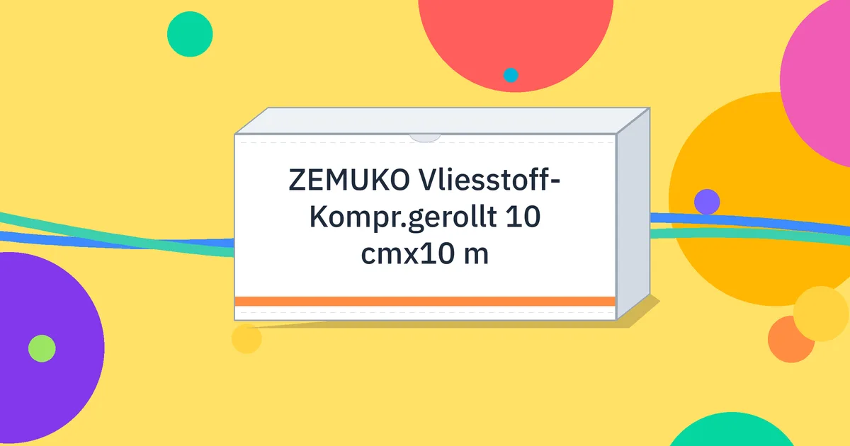 Symbolbild: Packung mit der Aufschrift ZEMUKO Vliesstoff-Kompr.gerollt 10 cmx10 m (PZN 18680691) – Verfügbarkeit und Bezug in Apotheken in Frankfurt am Main