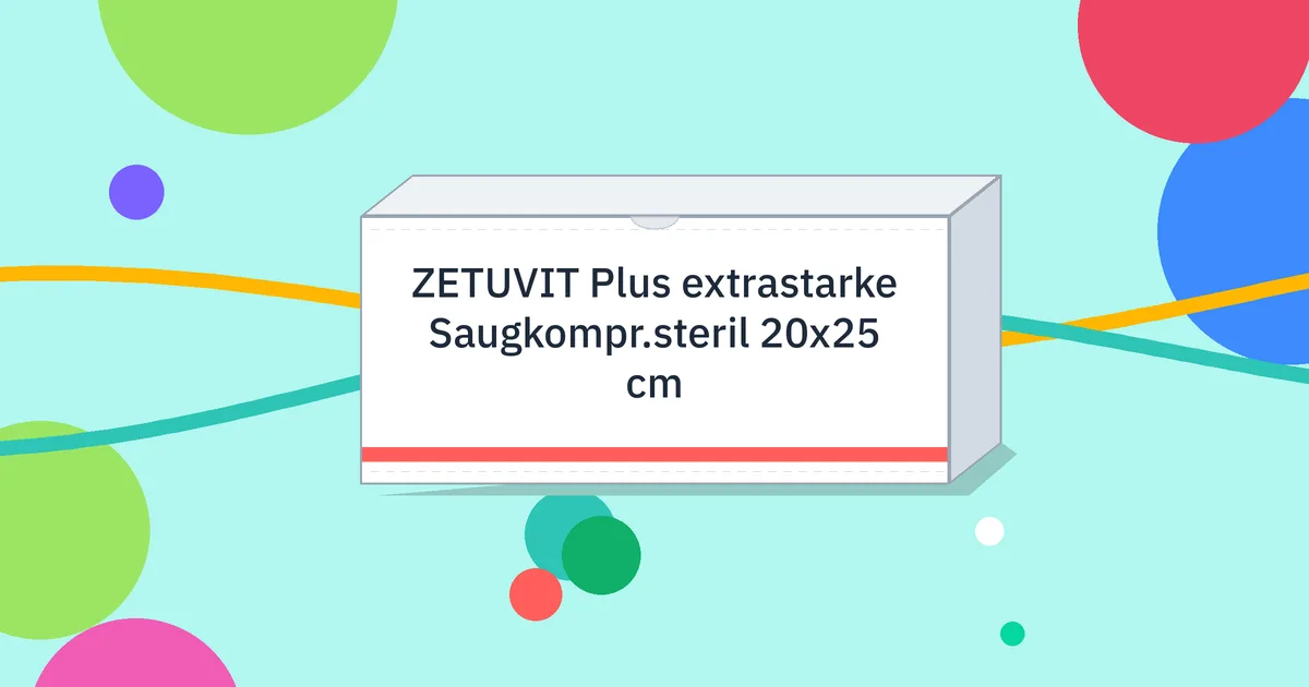 Symbolbild: Packung mit der Aufschrift ZETUVIT Plus extrastarke Saugkompr.steril 20x25 cm (PZN 11035303) – Verfügbarkeit und Bezug in Apotheken in Frankfurt am Main