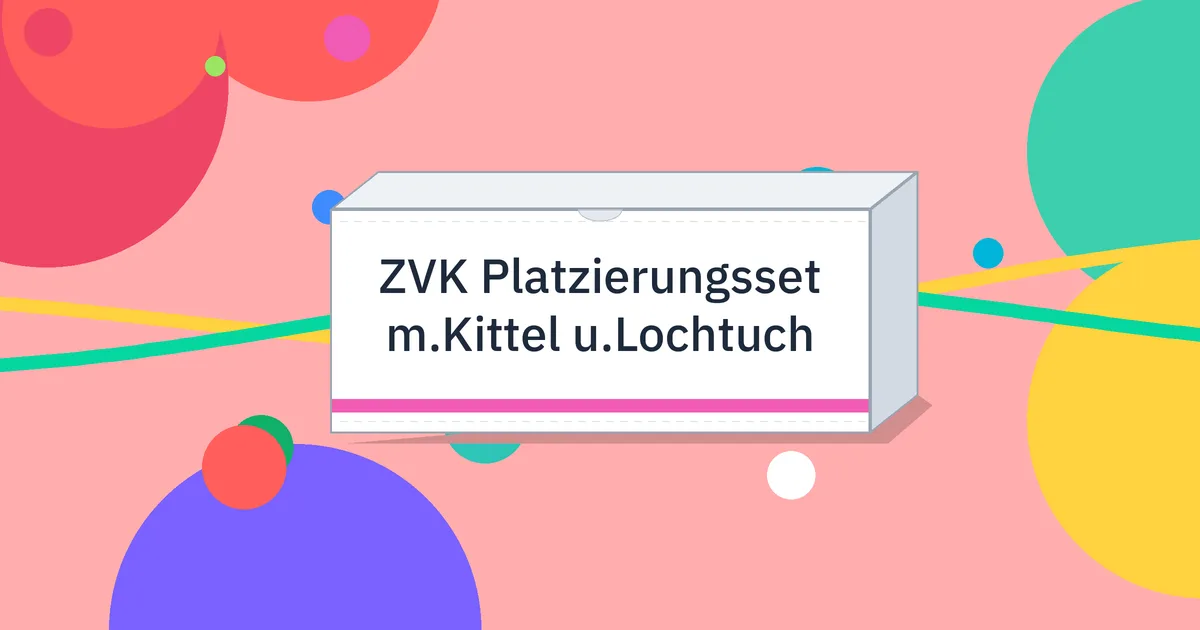 Symbolbild: Packung mit der Aufschrift ZVK Platzierungsset m.Kittel u.Lochtuch (PZN 09380613) – Verfügbarkeit und Bezug in Apotheken in Frankfurt am Main