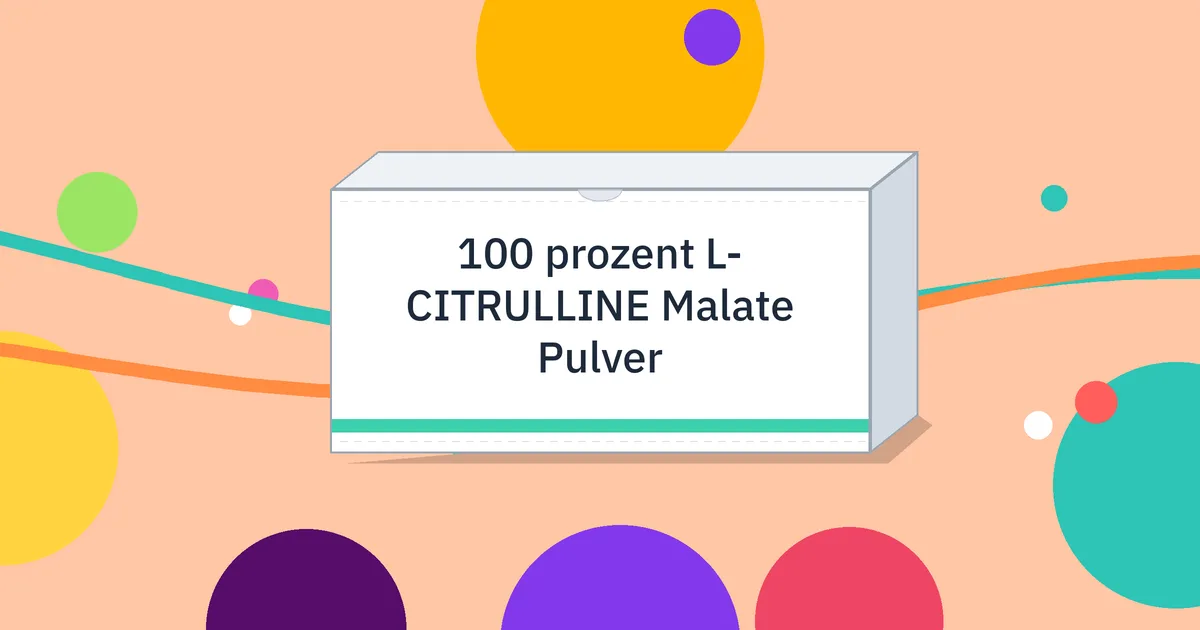 Symbolbild: Packung mit der Aufschrift 100 prozent L-CITRULLINE Malate Pulver (PZN 11683829) – Verfügbarkeit und Bezug in Apotheken in Frankfurt am Main