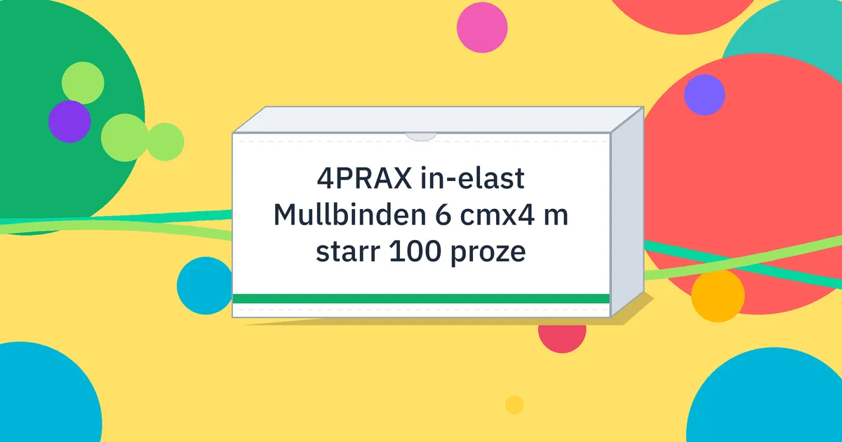 Symbolbild: Packung mit der Aufschrift 4PRAX in-elast Mullbinden 6 cmx4 m starr 100 proze (PZN 20229934) – Verfügbarkeit und Bezug in Apotheken in Frankfurt am Main