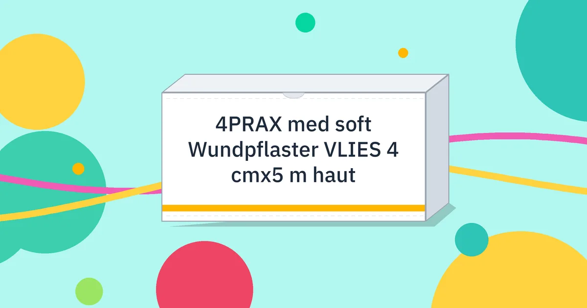 Symbolbild: Packung mit der Aufschrift 4PRAX med soft Wundpflaster VLIES 4 cmx5 m haut (PZN 20231109) – Verfügbarkeit und Bezug in Apotheken in Frankfurt am Main