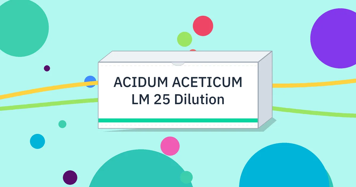 Symbolbild: Packung mit der Aufschrift ACIDUM ACETICUM LM 25 Dilution (PZN 13267288) – Verfügbarkeit und Bezug in Apotheken in Frankfurt am Main