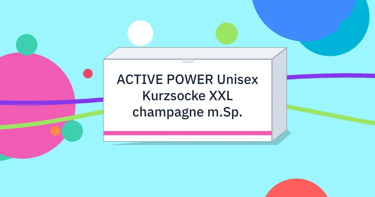 Symbolbild: Packung mit der Aufschrift ACTIVE POWER Unisex Kurzsocke XXL champagne m.Sp. (PZN 16194578) – Verfügbarkeit und Bezug in Apotheken in Frankfurt am Main
