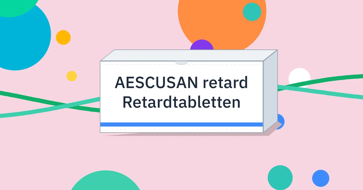 Symbolbild: Packung mit der Aufschrift AESCUSAN retard Retardtabletten (PZN 11857956) – Verfügbarkeit und Bezug in Apotheken in Frankfurt am Main