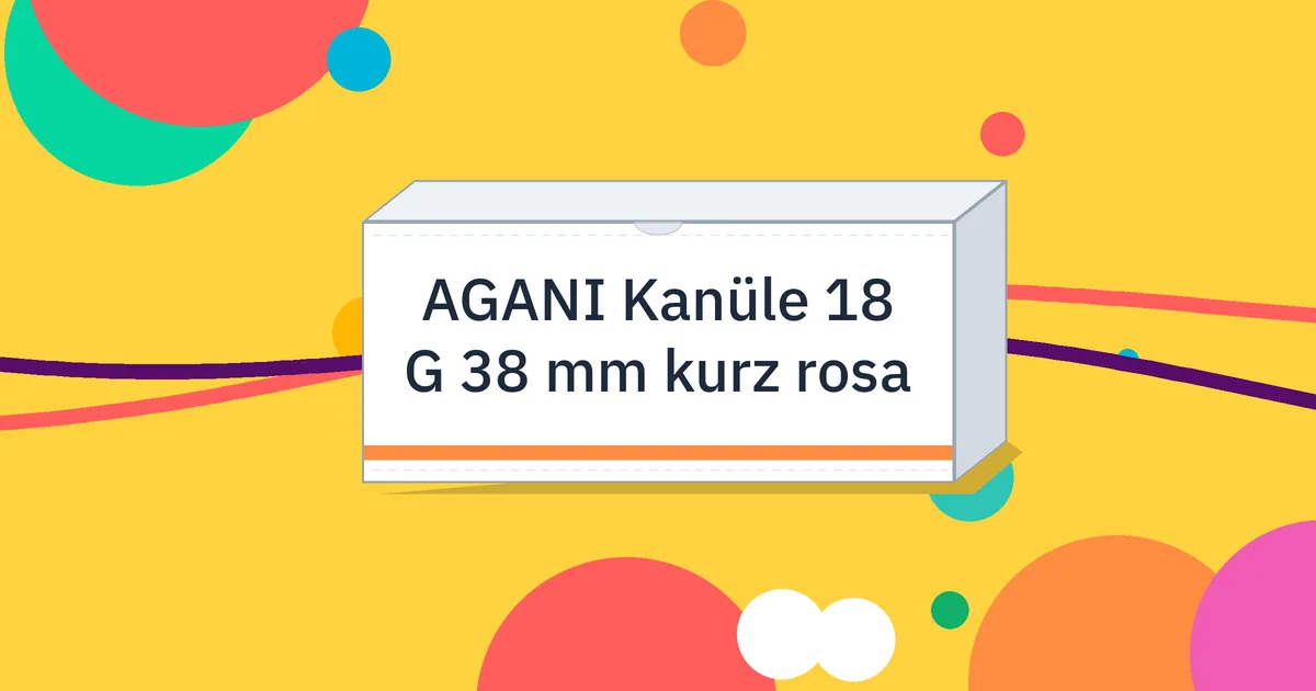 Symbolbild: Packung mit der Aufschrift AGANI Kanüle 18 G 38 mm kurz rosa (PZN 01801647) – Verfügbarkeit und Bezug in Apotheken in Frankfurt am Main