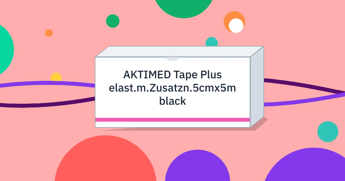 Symbolbild: Packung mit der Aufschrift AKTIMED Tape Plus elast.m.Zusatzn.5cmx5m black (PZN 13426120) – Verfügbarkeit und Bezug in Apotheken in Frankfurt am Main