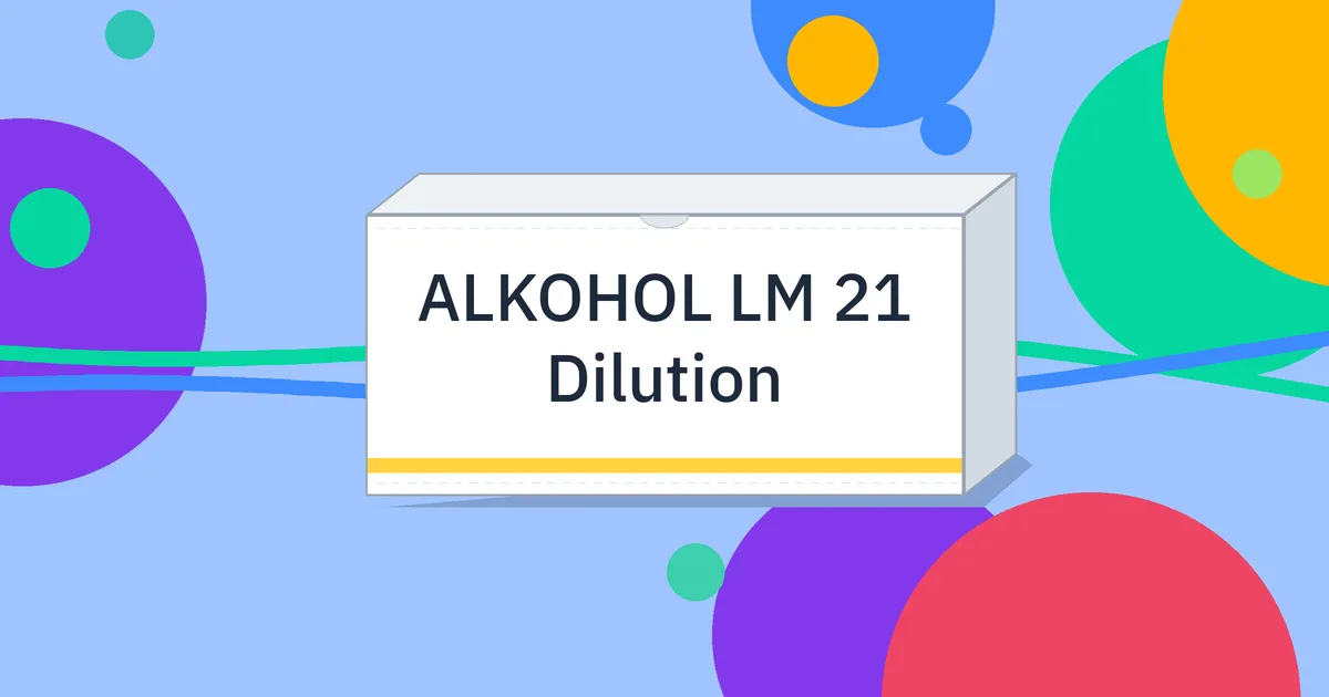 Symbolbild: Packung mit der Aufschrift ALKOHOL LM 21 Dilution (PZN 13311173) – Verfügbarkeit und Bezug in Apotheken in Frankfurt am Main