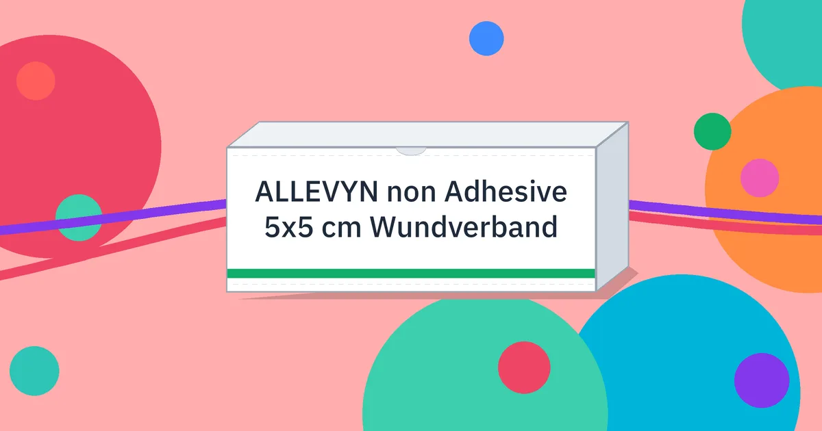 Symbolbild: Packung mit der Aufschrift ALLEVYN non Adhesive 5x5 cm Wundverband (PZN 19958987) – Verfügbarkeit und Bezug in Apotheken in Frankfurt am Main