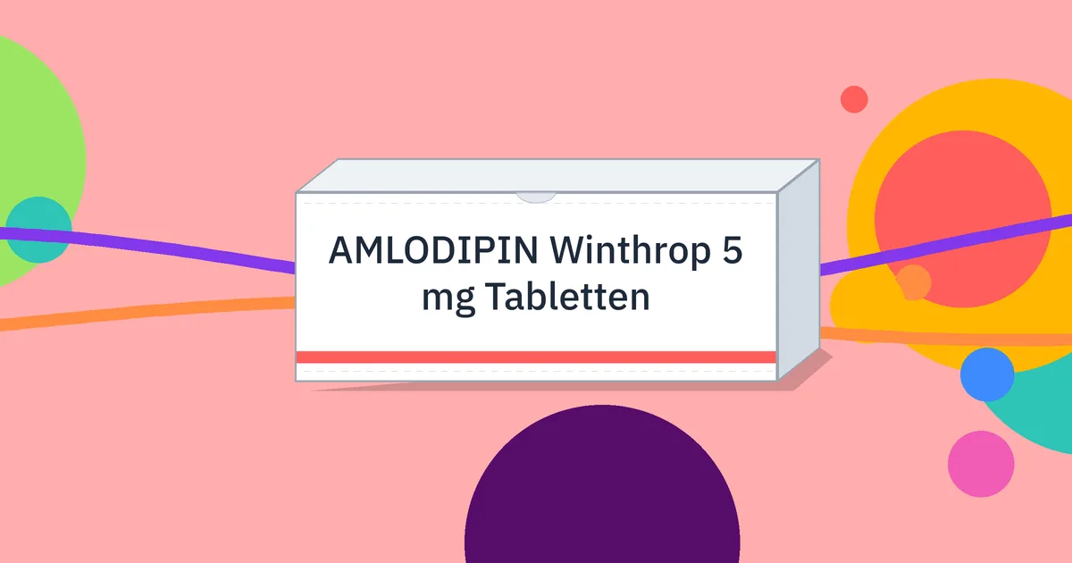 Symbolbild: Packung mit der Aufschrift AMLODIPIN Winthrop 5 mg Tabletten (PZN 02145518) – Verfügbarkeit und Bezug in Apotheken in Frankfurt am Main