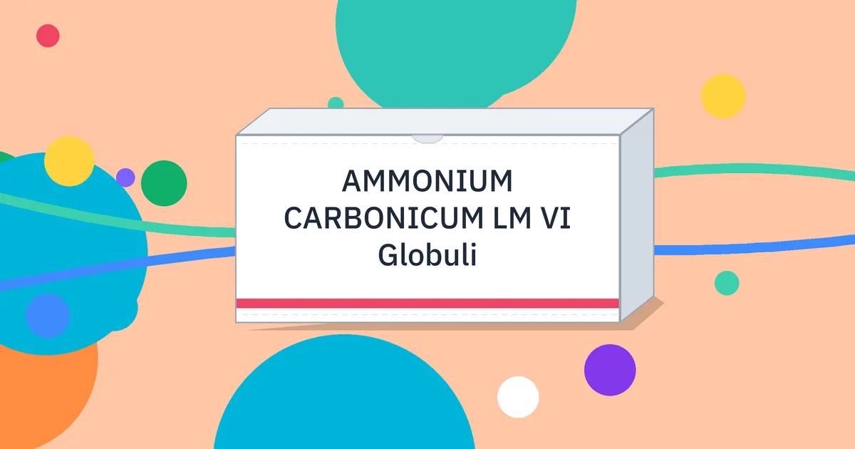 Symbolbild: Packung mit der Aufschrift AMMONIUM CARBONICUM LM VI Globuli (PZN 02821965) – Verfügbarkeit und Bezug in Apotheken in Frankfurt am Main