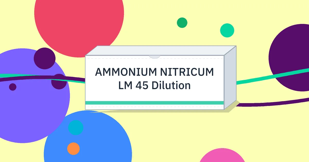 Symbolbild: Packung mit der Aufschrift AMMONIUM NITRICUM LM 45 Dilution (PZN 13322047) – Verfügbarkeit und Bezug in Apotheken in Frankfurt am Main