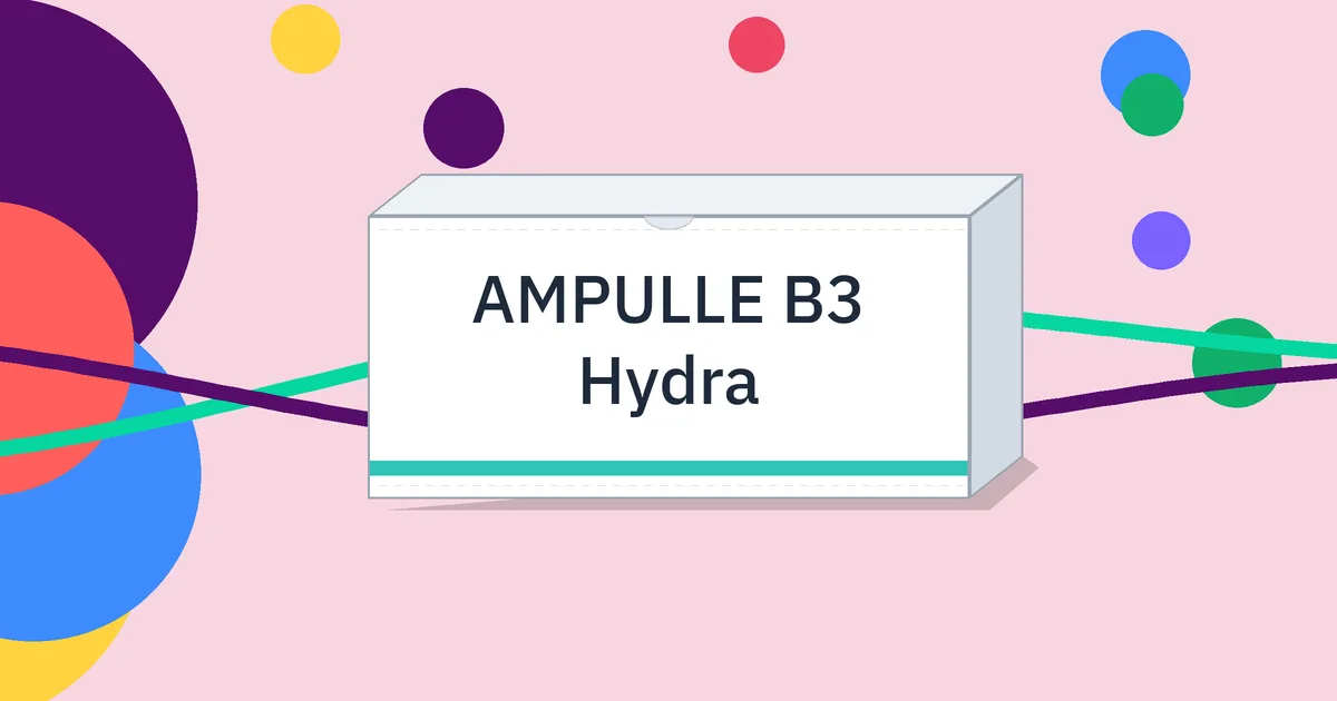 Symbolbild: Packung mit der Aufschrift AMPULLE B3 Hydra (PZN 20787054) – Verfügbarkeit und Bezug in Apotheken in Frankfurt am Main
