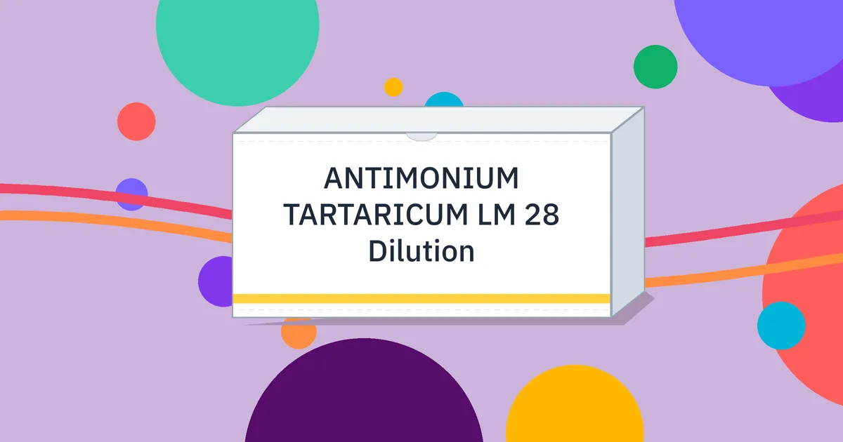 Symbolbild: Packung mit der Aufschrift ANTIMONIUM TARTARICUM LM 28 Dilution (PZN 12764843) – Verfügbarkeit und Bezug in Apotheken in Frankfurt am Main