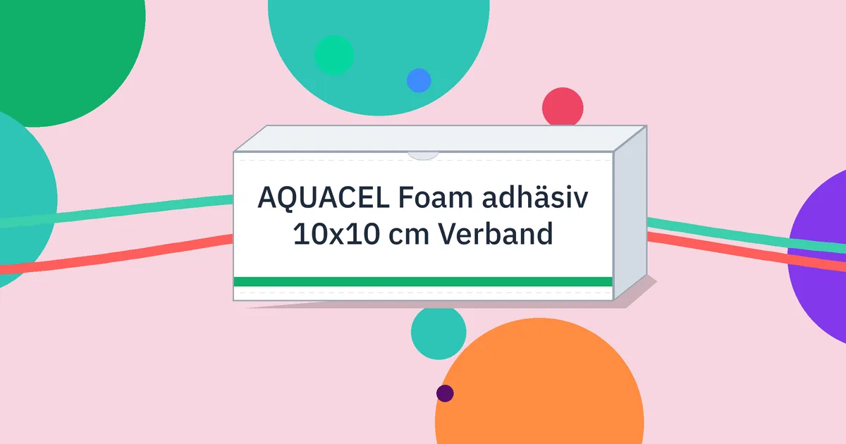 Symbolbild: Packung mit der Aufschrift AQUACEL Foam adhäsiv 10x10 cm Verband (PZN 11159732) – Verfügbarkeit und Bezug in Apotheken in Frankfurt am Main