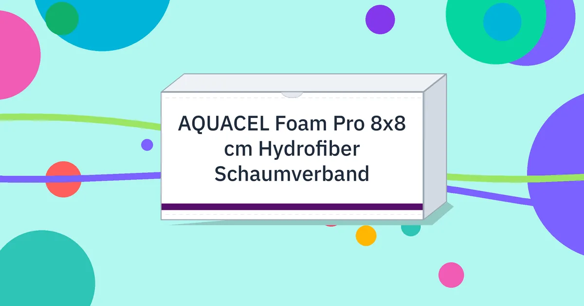 Symbolbild: Packung mit der Aufschrift AQUACEL Foam Pro 8x8 cm Hydrofiber Schaumverband (PZN 19294139) – Verfügbarkeit und Bezug in Apotheken in Frankfurt am Main