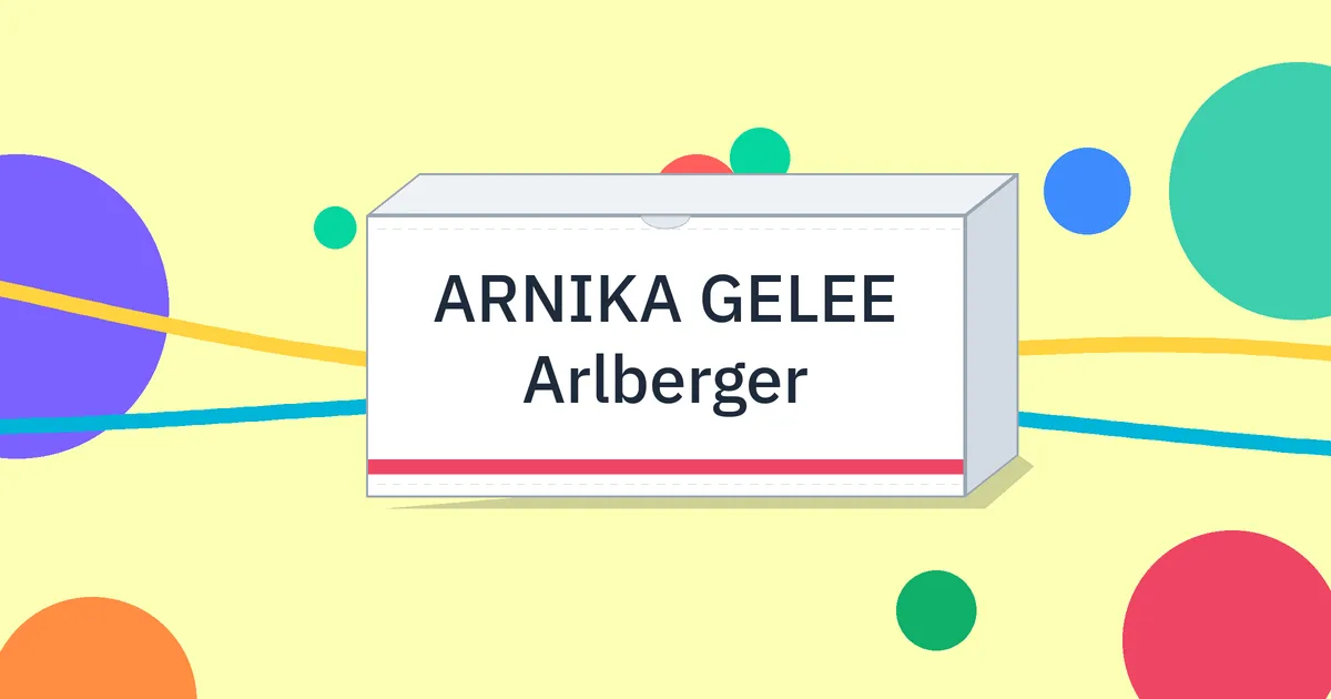 Symbolbild: Packung mit der Aufschrift ARNIKA GELEE Arlberger (PZN 02424684) – Verfügbarkeit und Bezug in Apotheken in Frankfurt am Main