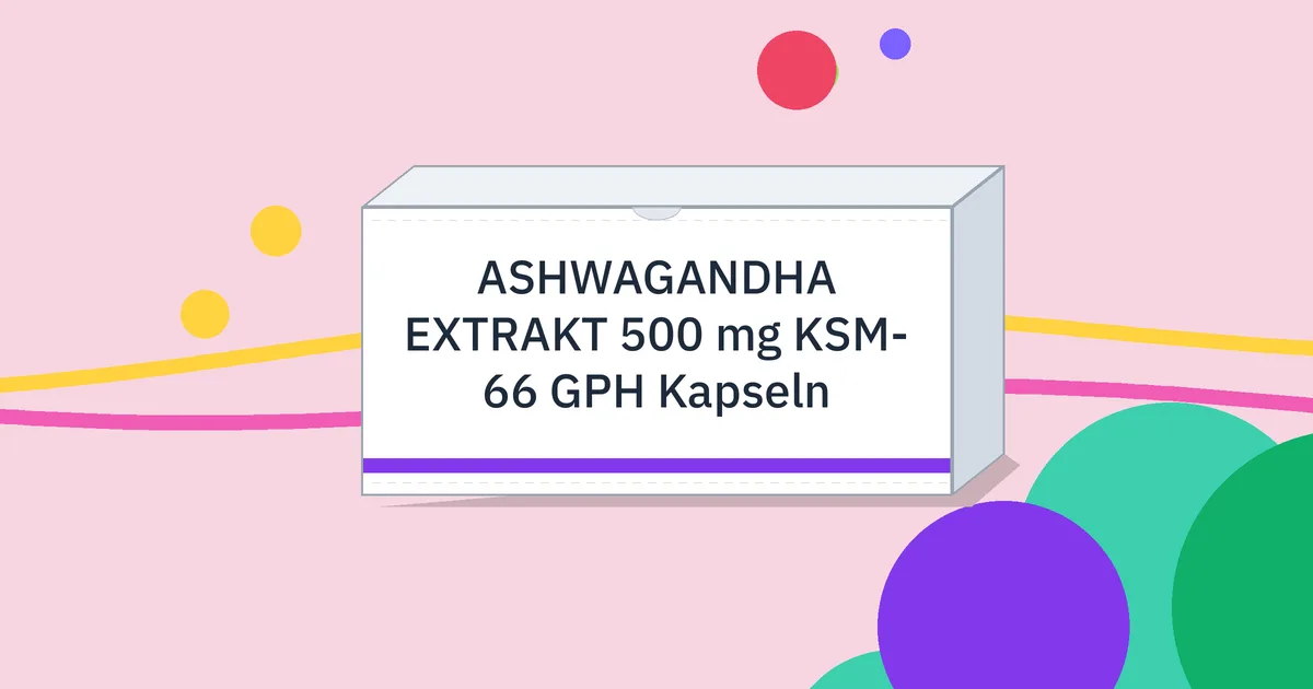 Symbolbild: Packung mit der Aufschrift ASHWAGANDHA EXTRAKT 500 mg KSM-66 GPH Kapseln (PZN 20809689) – Verfügbarkeit und Bezug in Apotheken in Frankfurt am Main
