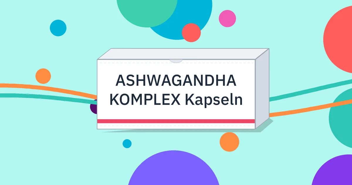 Symbolbild: Packung mit der Aufschrift ASHWAGANDHA KOMPLEX Kapseln (PZN 19384434) – Verfügbarkeit und Bezug in Apotheken in Frankfurt am Main