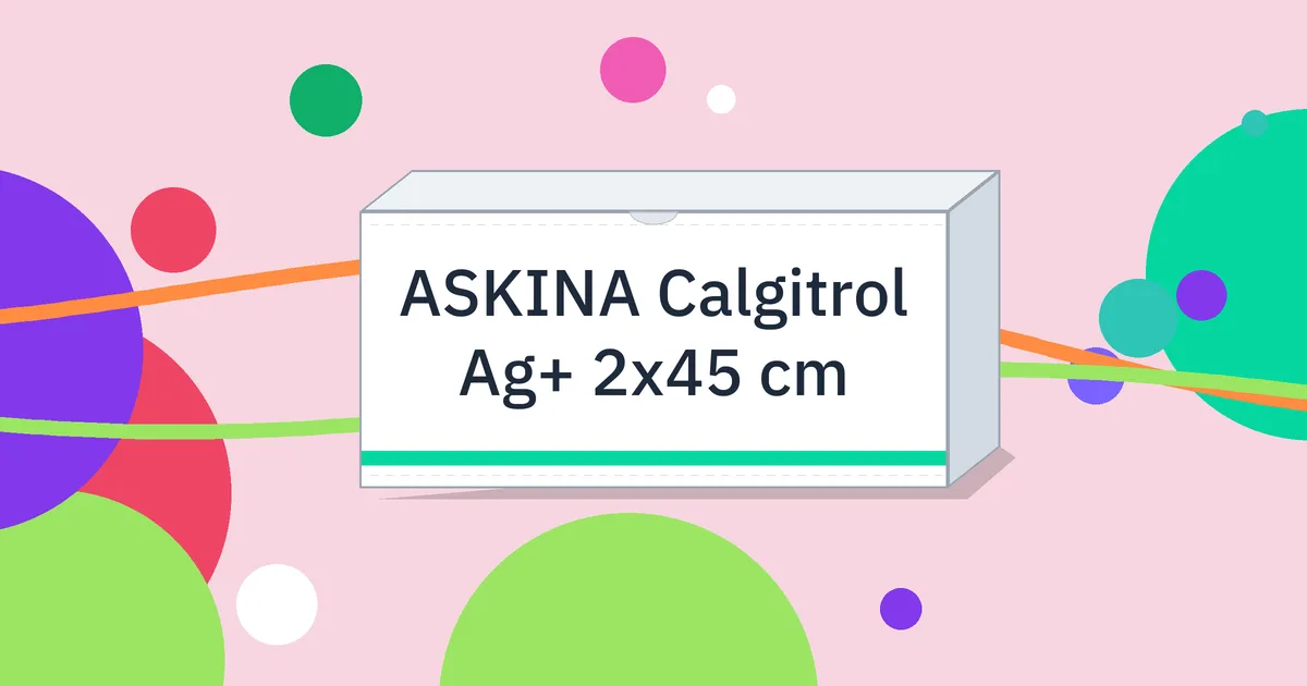 Symbolbild: Packung mit der Aufschrift ASKINA Calgitrol Ag+ 2x45 cm (PZN 18707378) – Verfügbarkeit und Bezug in Apotheken in Frankfurt am Main