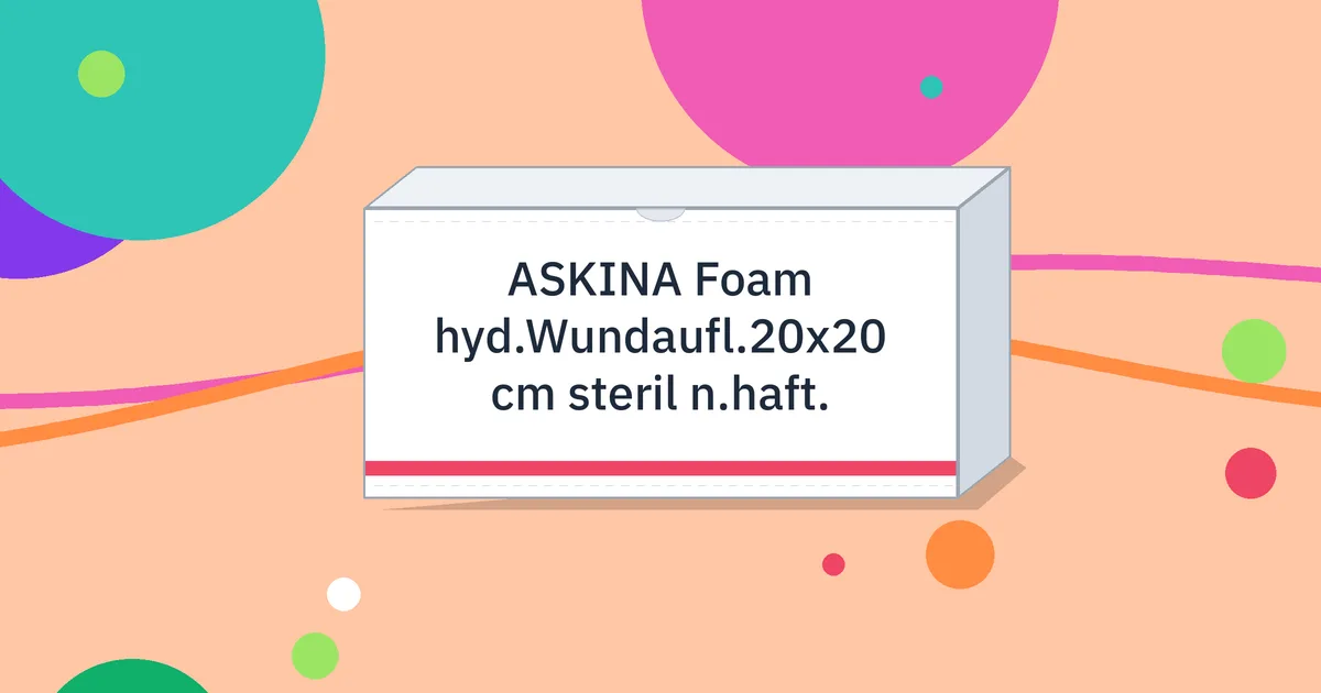Symbolbild: Packung mit der Aufschrift ASKINA Foam hyd.Wundaufl.20x20 cm steril n.haft. (PZN 12735416) – Verfügbarkeit und Bezug in Apotheken in Frankfurt am Main