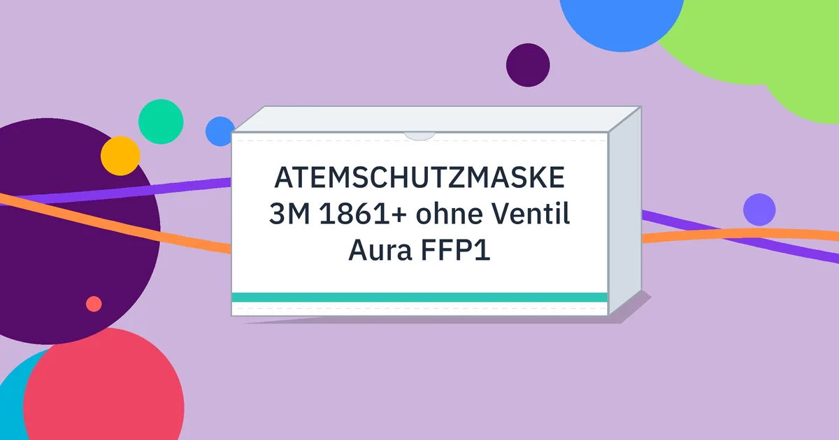 Symbolbild: Packung mit der Aufschrift ATEMSCHUTZMASKE 3M 1861+ ohne Ventil Aura FFP1 (PZN 09328044) – Verfügbarkeit und Bezug in Apotheken in Frankfurt am Main