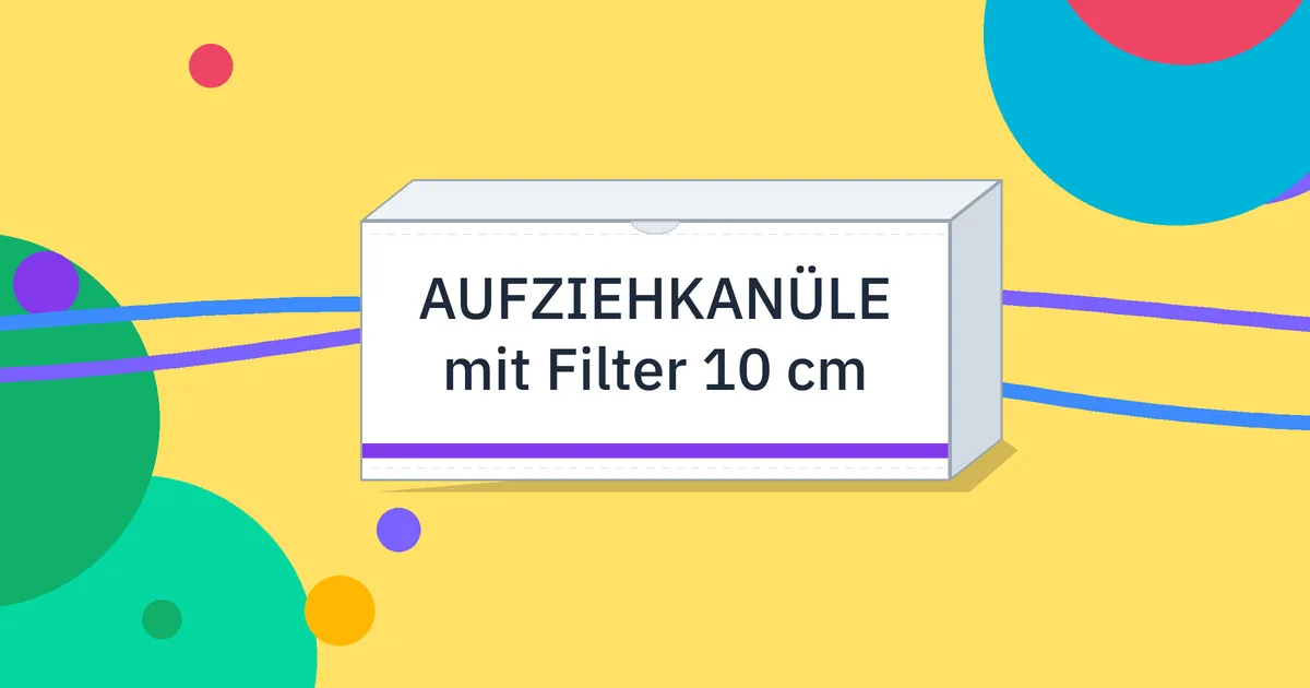 Symbolbild: Packung mit der Aufschrift AUFZIEHKANÜLE mit Filter 10 cm (PZN 13425178) – Verfügbarkeit und Bezug in Apotheken in Frankfurt am Main