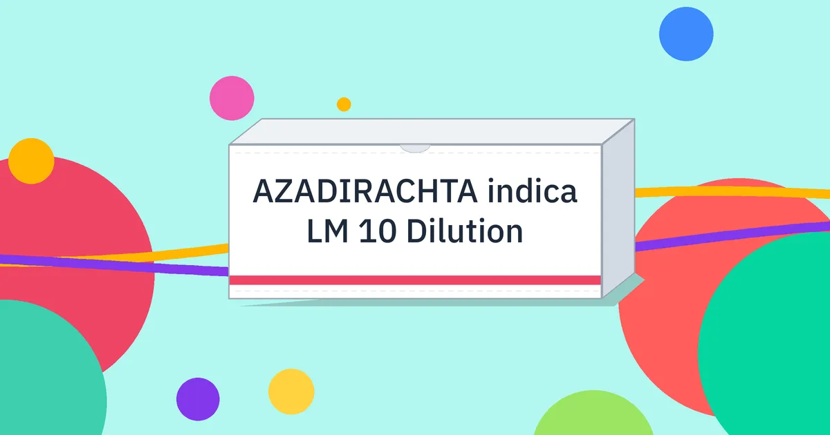 Symbolbild: Packung mit der Aufschrift AZADIRACHTA indica LM 10 Dilution (PZN 13374794) – Verfügbarkeit und Bezug in Apotheken in Frankfurt am Main