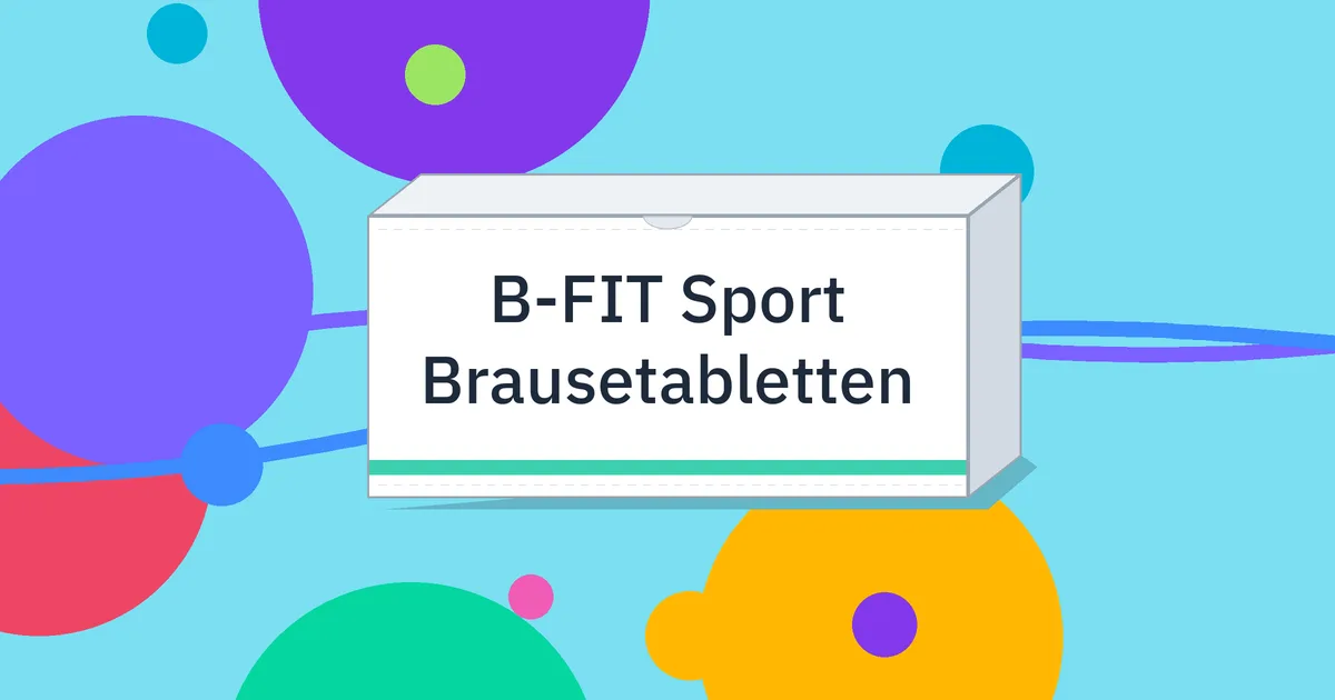Symbolbild: Packung mit der Aufschrift B-FIT Sport Brausetabletten (PZN 08459353) – Verfügbarkeit und Bezug in Apotheken in Frankfurt am Main