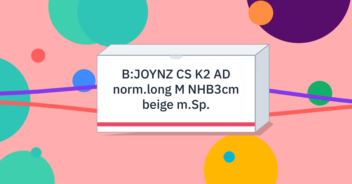 Symbolbild: Packung mit der Aufschrift B:JOYNZ CS K2 AD norm.long M NHB3cm beige m.Sp. (PZN 20526833) – Verfügbarkeit und Bezug in Apotheken in Frankfurt am Main