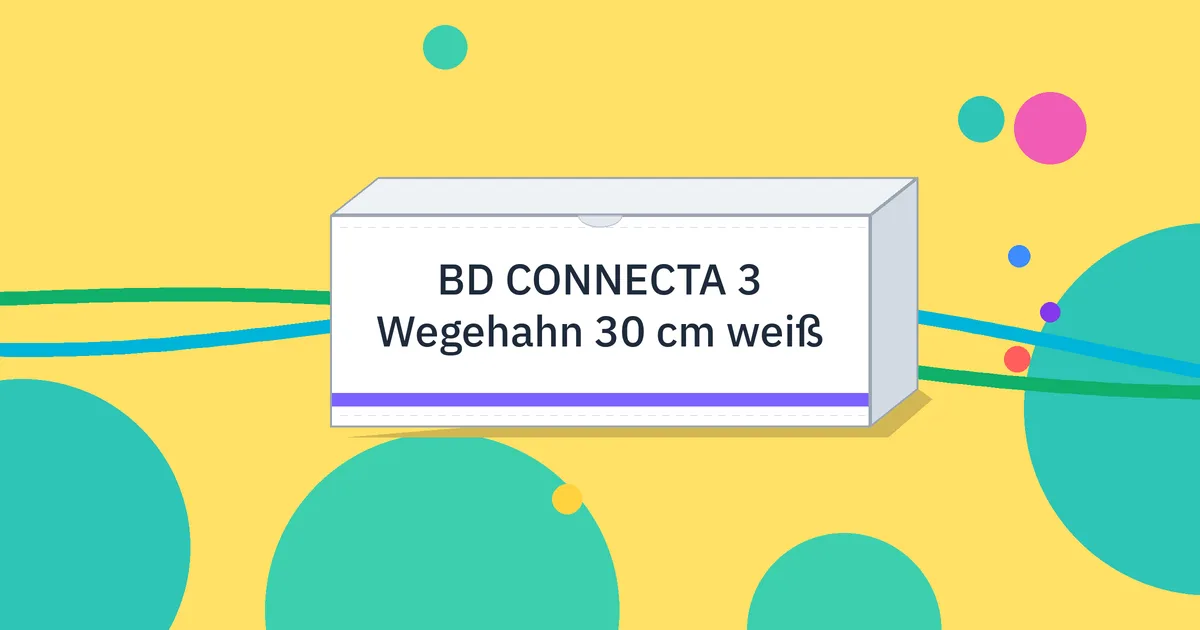 Symbolbild: Packung mit der Aufschrift BD CONNECTA 3 Wegehahn 30 cm weiß (PZN 02049795) – Verfügbarkeit und Bezug in Apotheken in Frankfurt am Main