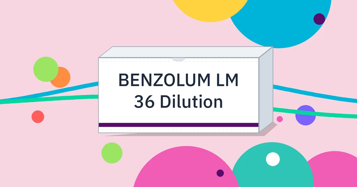 Symbolbild: Packung mit der Aufschrift BENZOLUM LM 36 Dilution (PZN 12792673) – Verfügbarkeit und Bezug in Apotheken in Frankfurt am Main