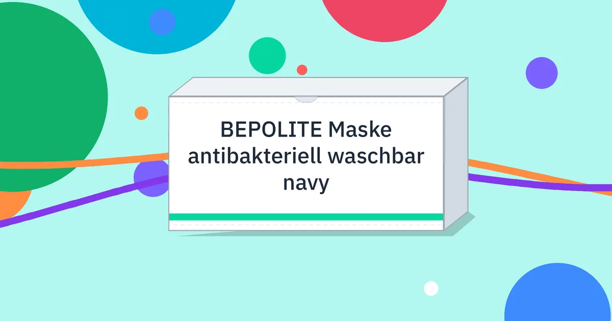 Symbolbild: Packung mit der Aufschrift BEPOLITE Maske antibakteriell waschbar navy (PZN 16898664) – Verfügbarkeit und Bezug in Apotheken in Frankfurt am Main