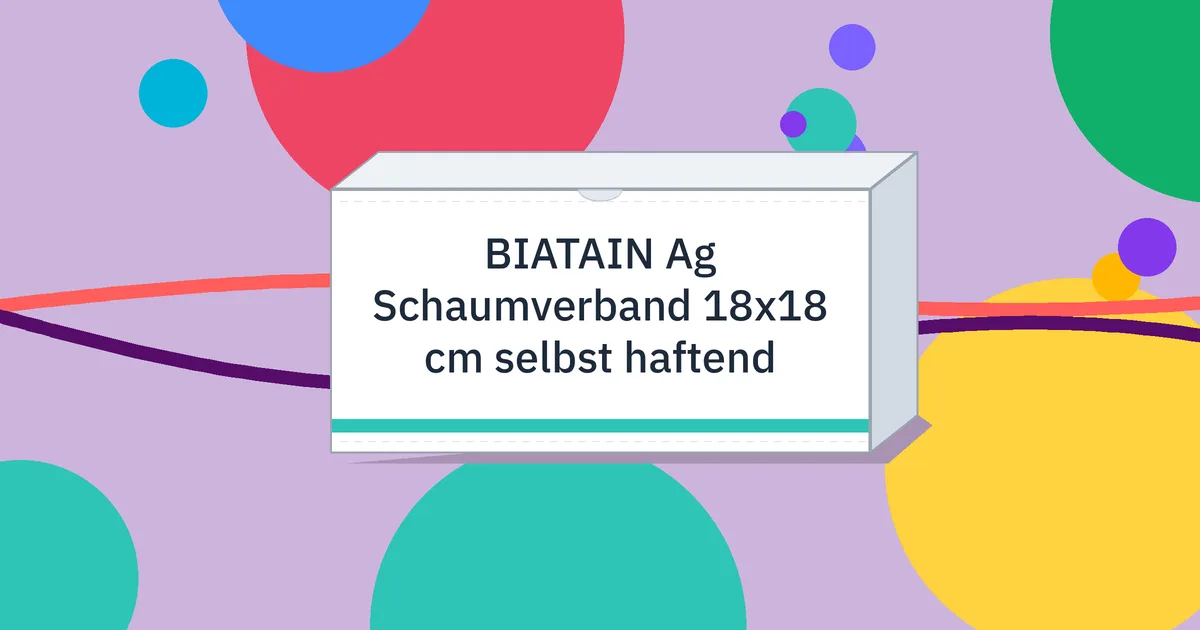 Symbolbild: Packung mit der Aufschrift BIATAIN Ag Schaumverband 18x18 cm selbst haftend (PZN 18122956) – Verfügbarkeit und Bezug in Apotheken in Frankfurt am Main